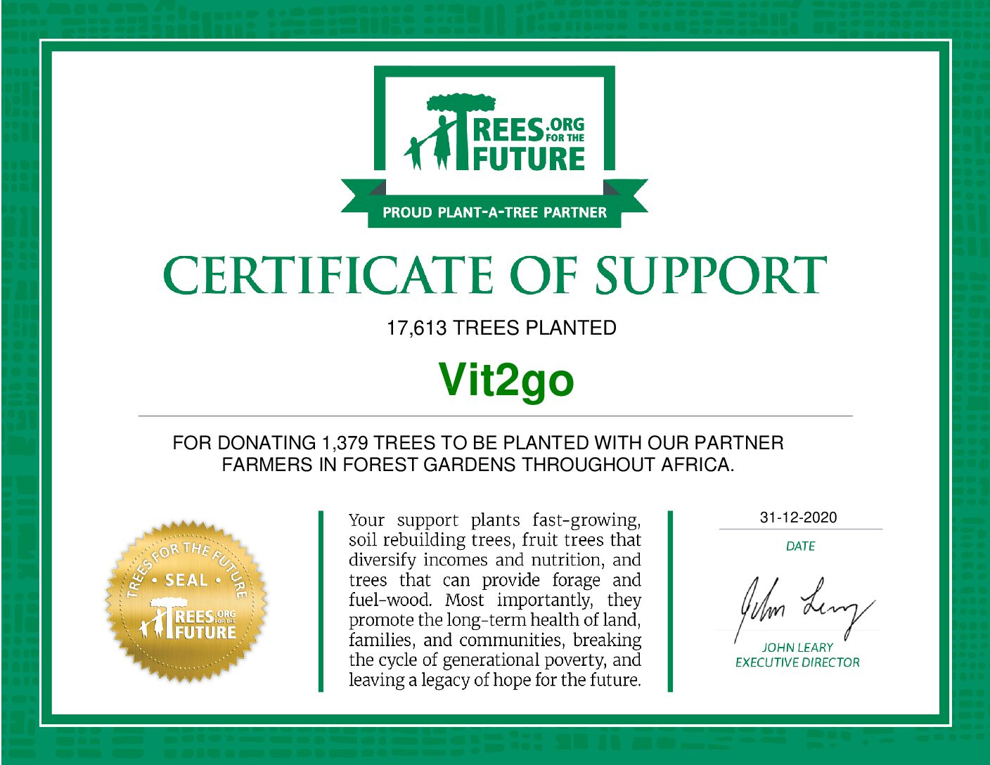 Vit2go's Tree Project: Fighting Climate Change Together